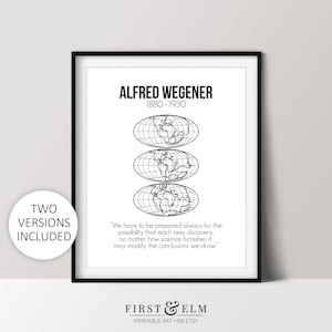 Alfred Wegener Print, Famous Scientists, Gift for Geologist, Nerdy Home ...