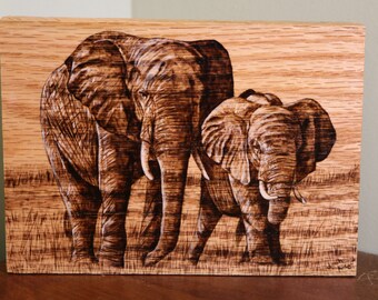 Pyrography Elephant | Etsy