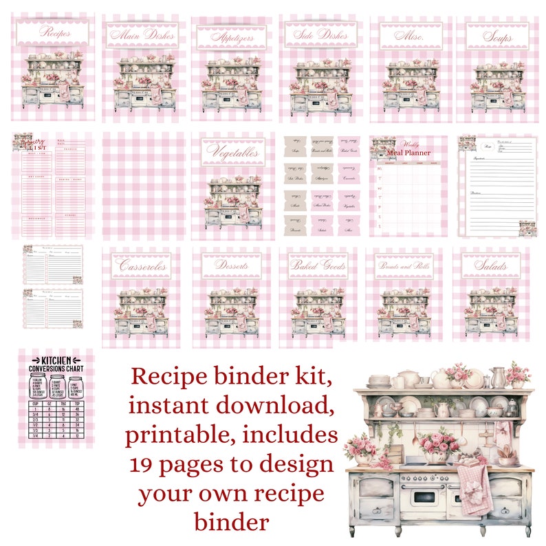 Recipe Binder, Diy, Printable, Instant Download, - Etsy