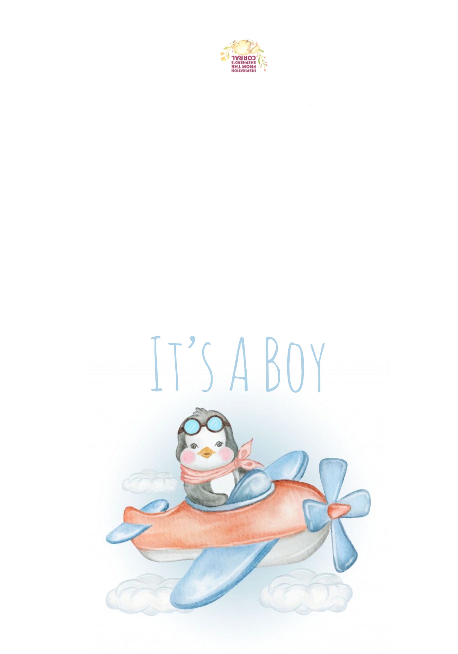 Baby Card, Shower Card, Baby Boy, Airplane, Instant Download, Printable ...