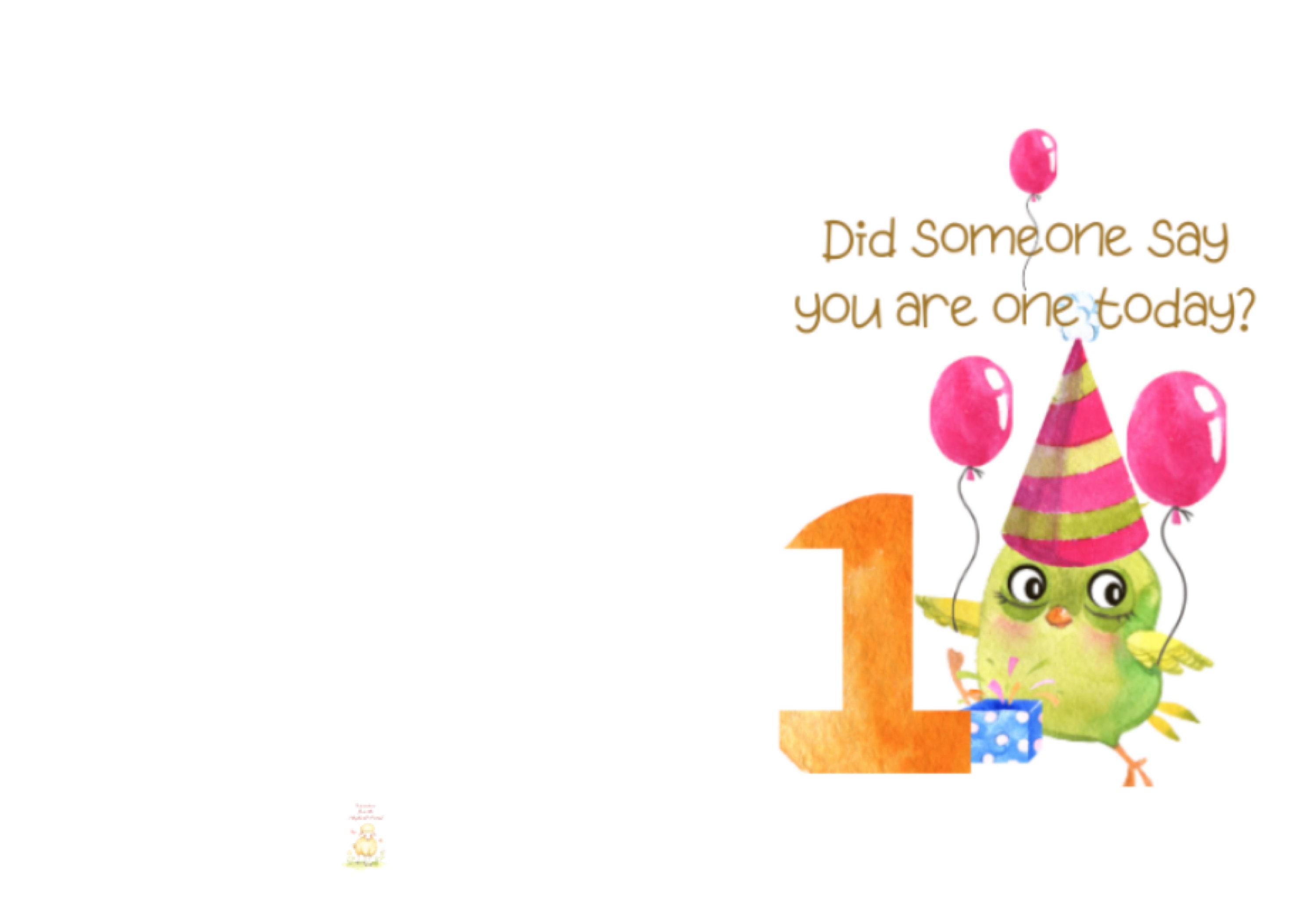 Birthday Card, Happy Birthday Card, One Year Old Card, Happy Thoughts ...