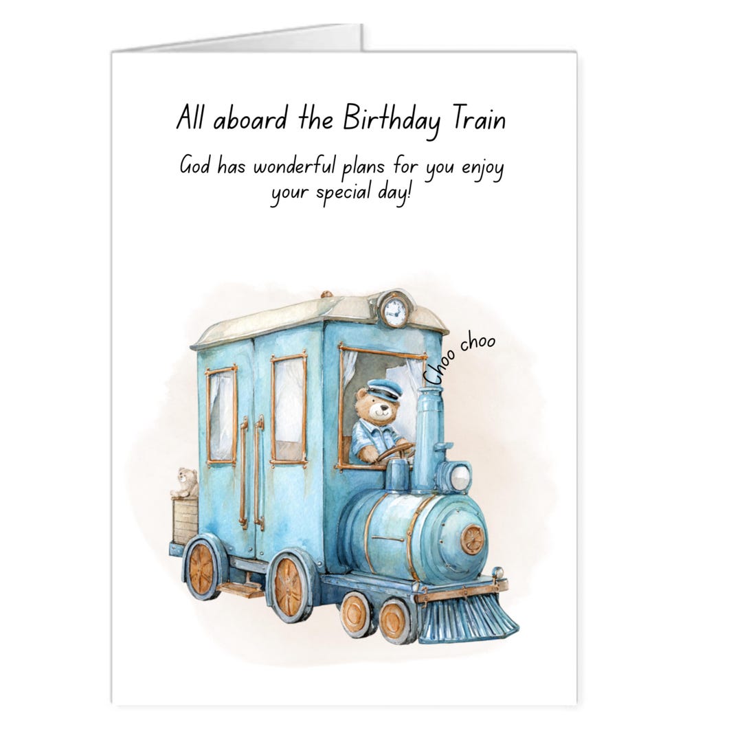 Train, Happy Birthday, Greeting Card Printable Digital Instant Download ...