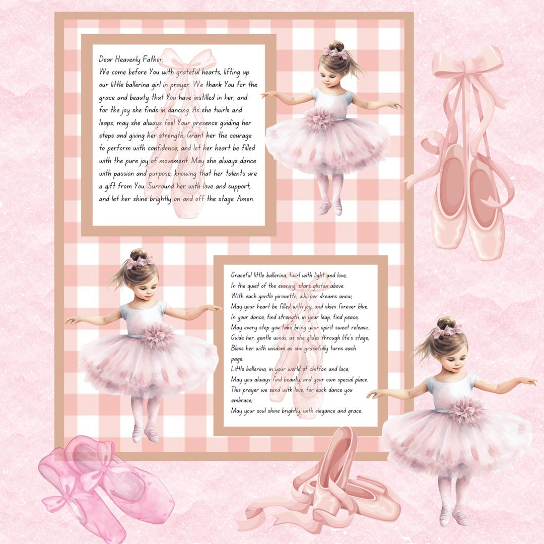 Charming Little Ballerina Girl Art Print - 8x10, Instant Download ...