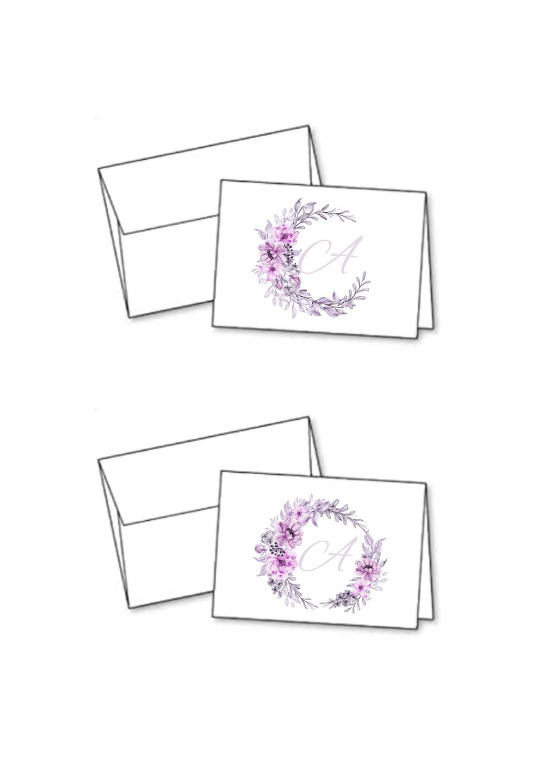 Blank Note Card Note Card Monogram Printable Digital Etsy