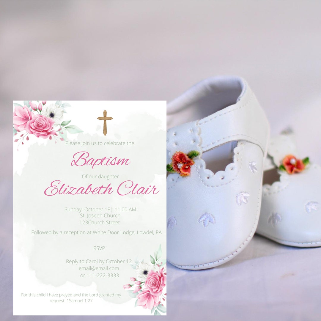 Editable Baptism Invitation, Invitation, Baptism, - Etsy