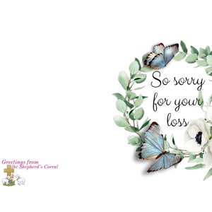 Sympathy Card, Instant Download, Printable, Digital Card, Butterflies ...