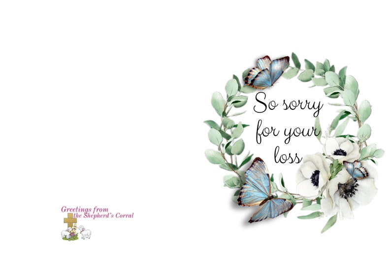 Sympathy Card, Instant Download, Printable, Digital Card, Butterflies ...