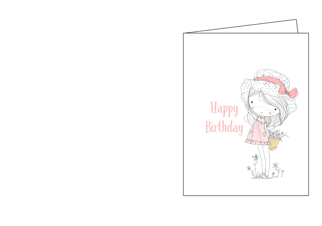 Happy Birthday, Birthday Card, Greeting Card, Cute Girl, Girl, Instant ...