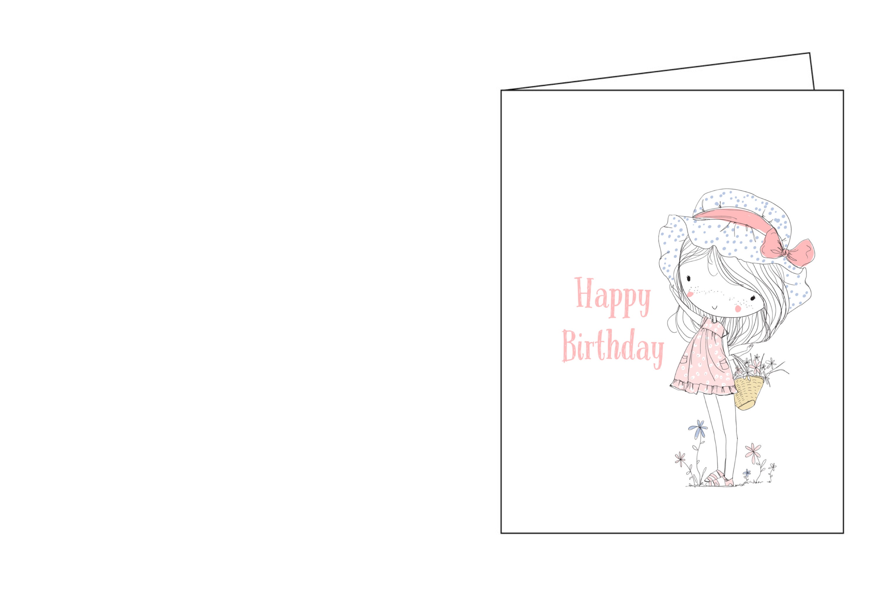 Happy Birthday Birthday Card Greeting Card Cute Girl Girl - Etsy
