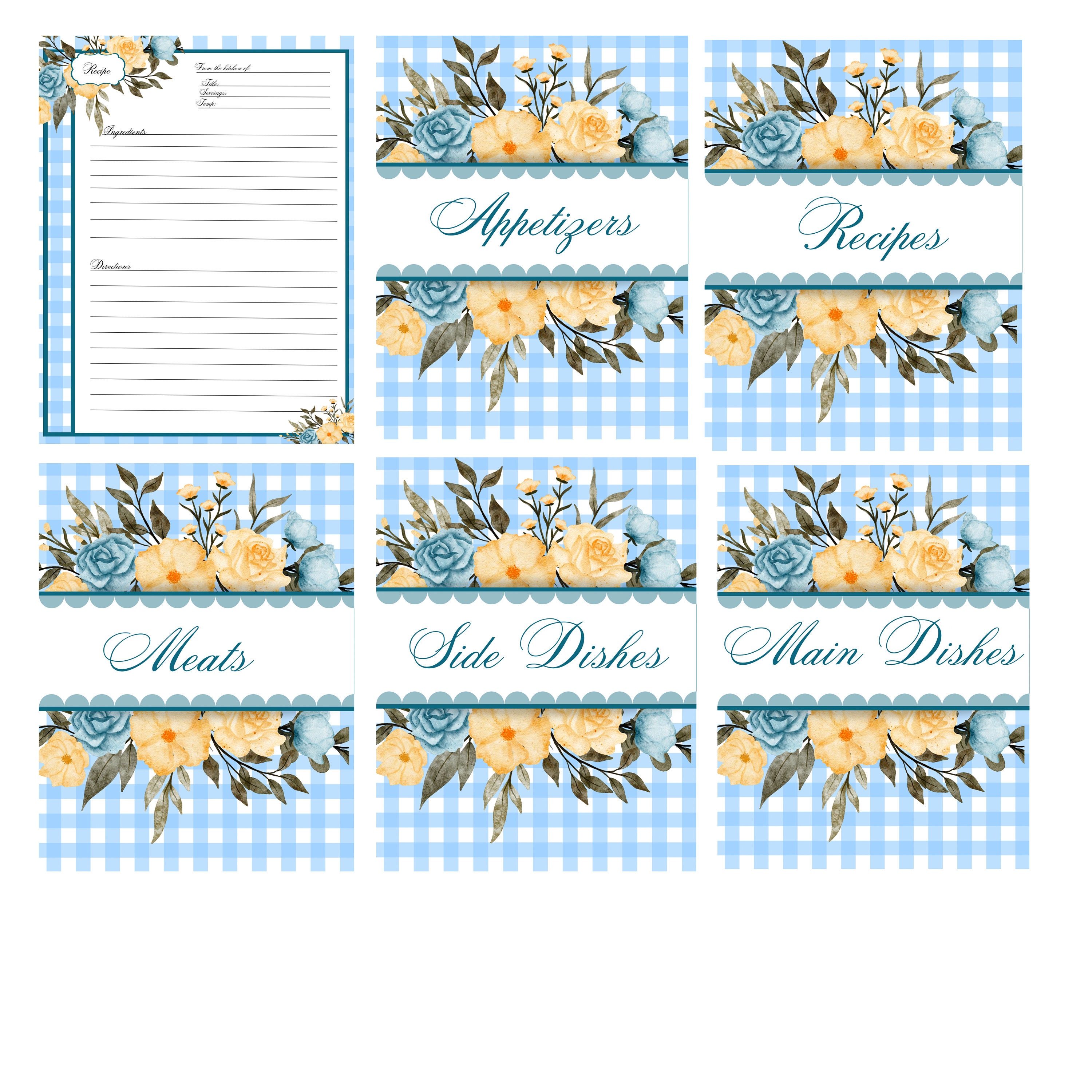 Recipe Binder, Recipe Binder Kit, Instant Download, Printable, - Etsy