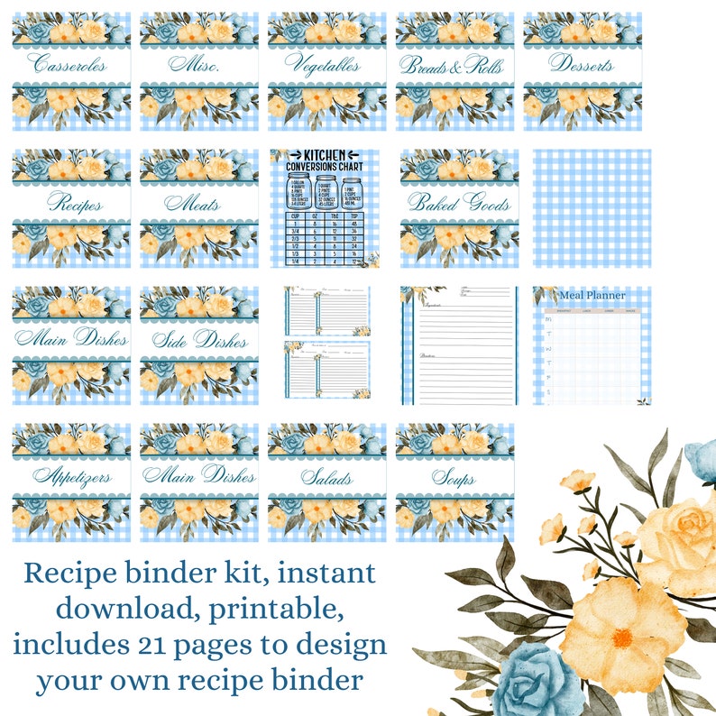 Recipe Binder, Recipe Binder Kit, Instant Download, Printable, - Etsy