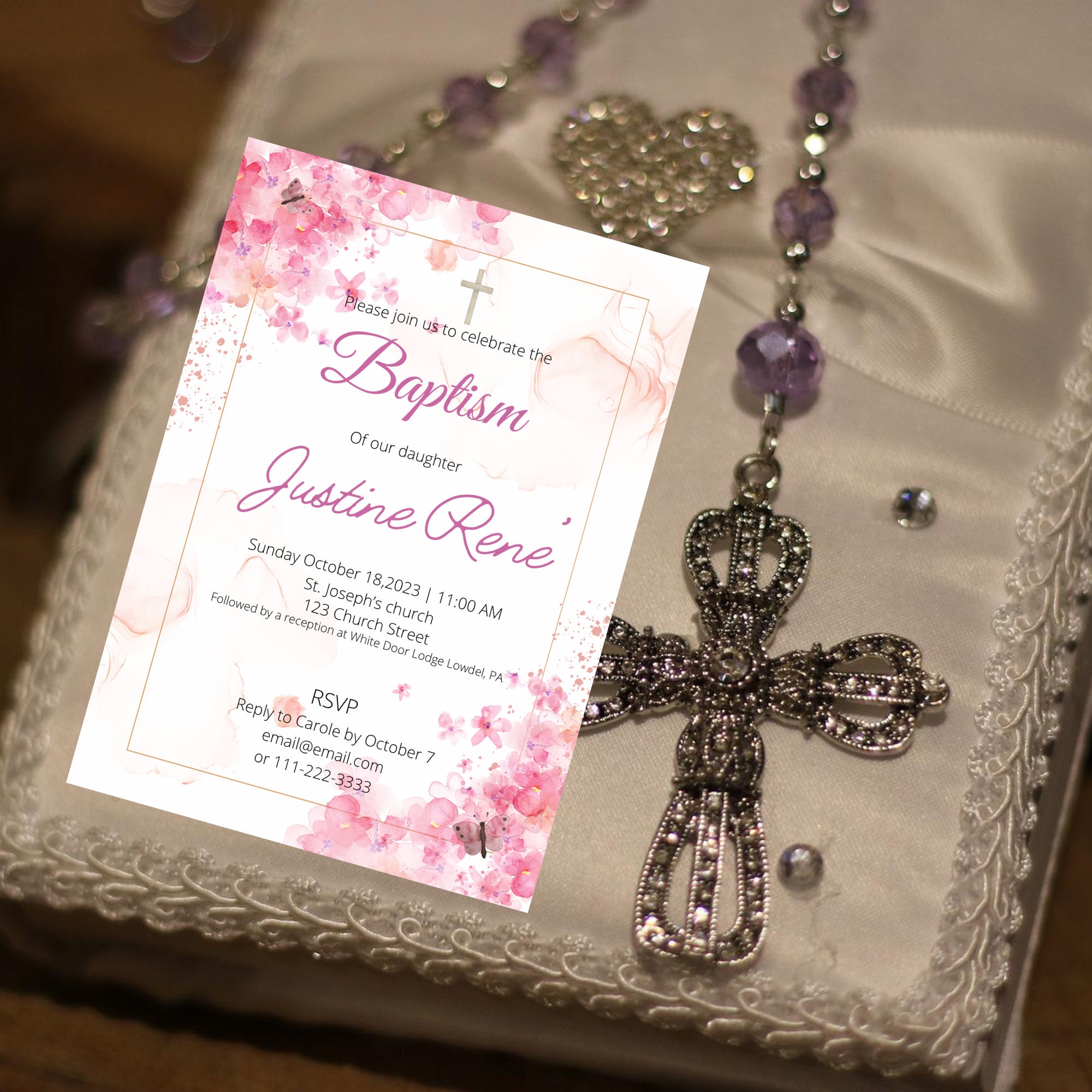 Editable Baptism Invitation Invitation Digital Printable - Etsy