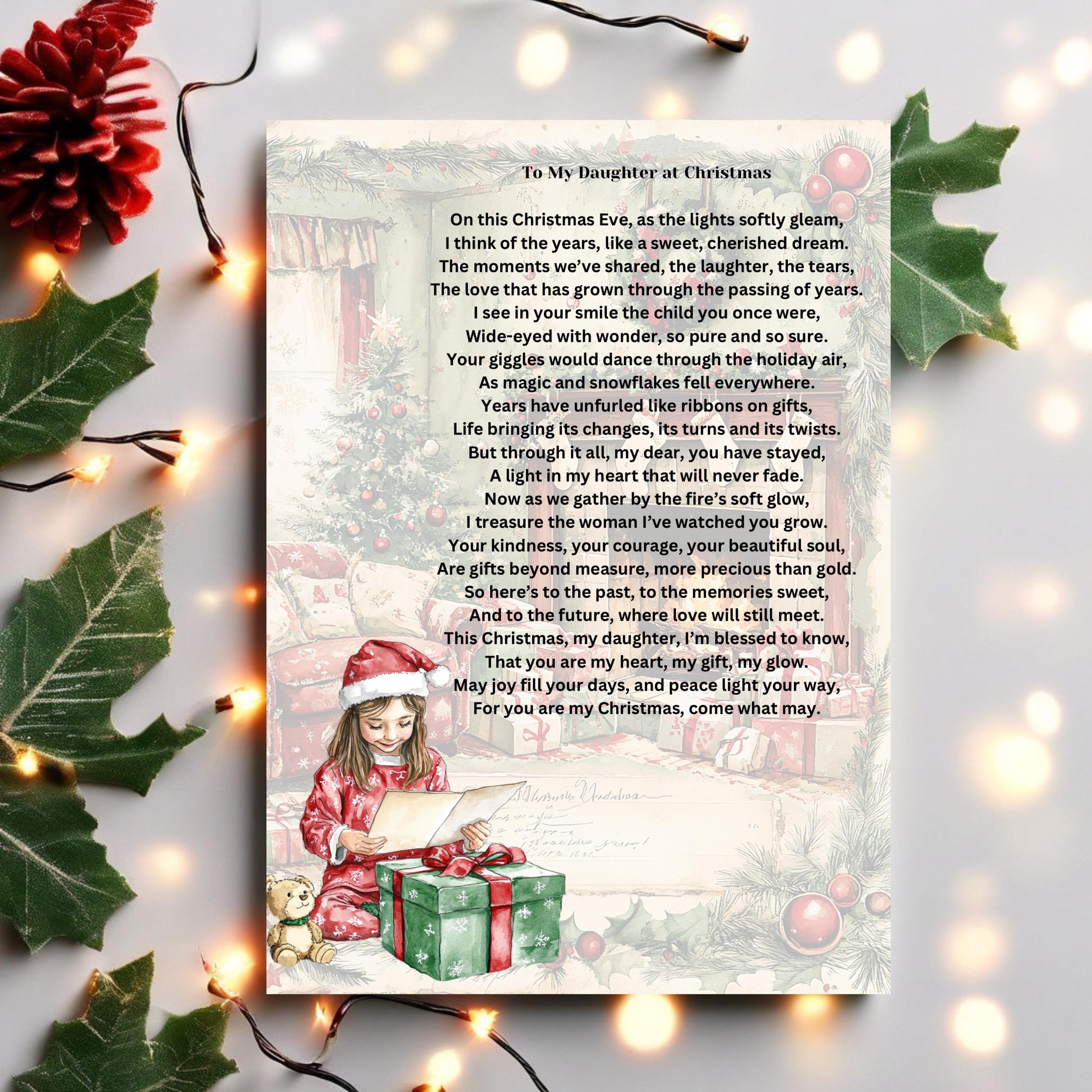 Christmas Greeting, Card for Daughter, 5x7 Printable Instant Download ...