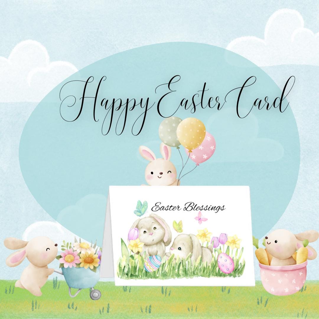 Instant Download – Printable Easter Bunny Card for Kids – 4.25 X 5.5 ...