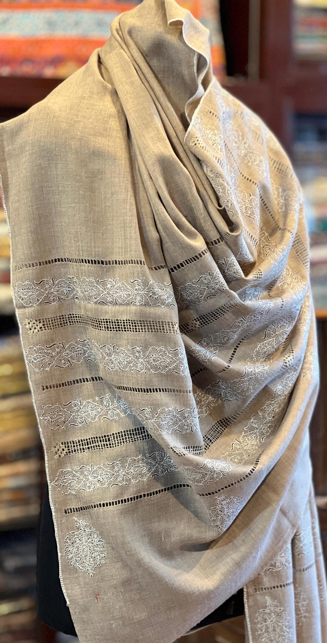 Pastel Shade Cut Work With Sozni Hand Embroidery Pashmina Shawl - Etsy