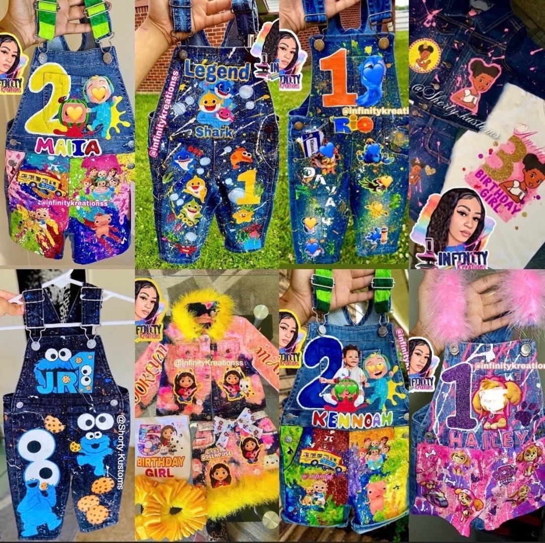 Personalized Kids Custom Character Birthday Overalls, Custom Overall ...