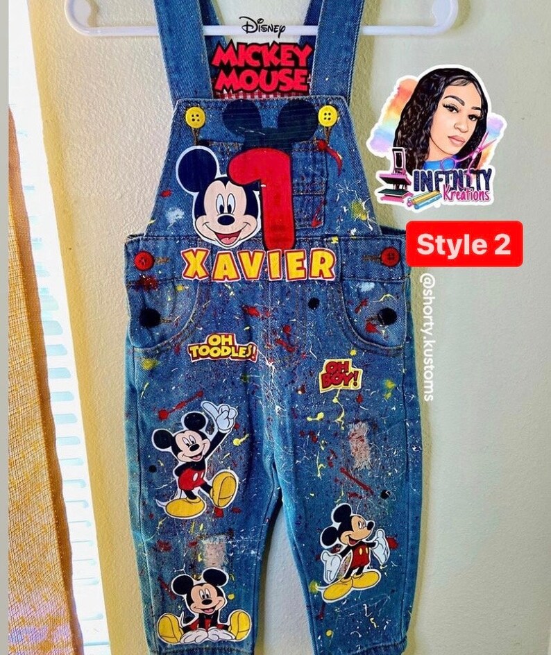Mickey Mouse Birthday Overalls - Etsy