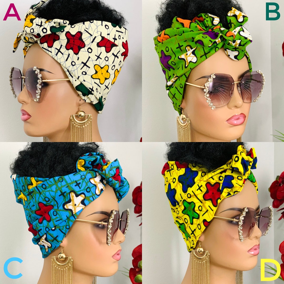 African Print Headwrap | Handmade Cotton Head Scarf, Satin-lined - Etsy
