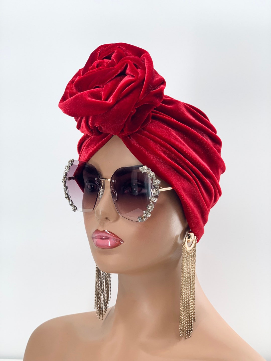 Velvet Pretied Turban Hat | Pretied Head Scarf | Fall Hair Accessories ...