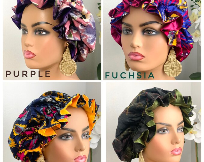 Silk/satin Bonnet | Reversible| Adjustable With Drawstring | Natural ...
