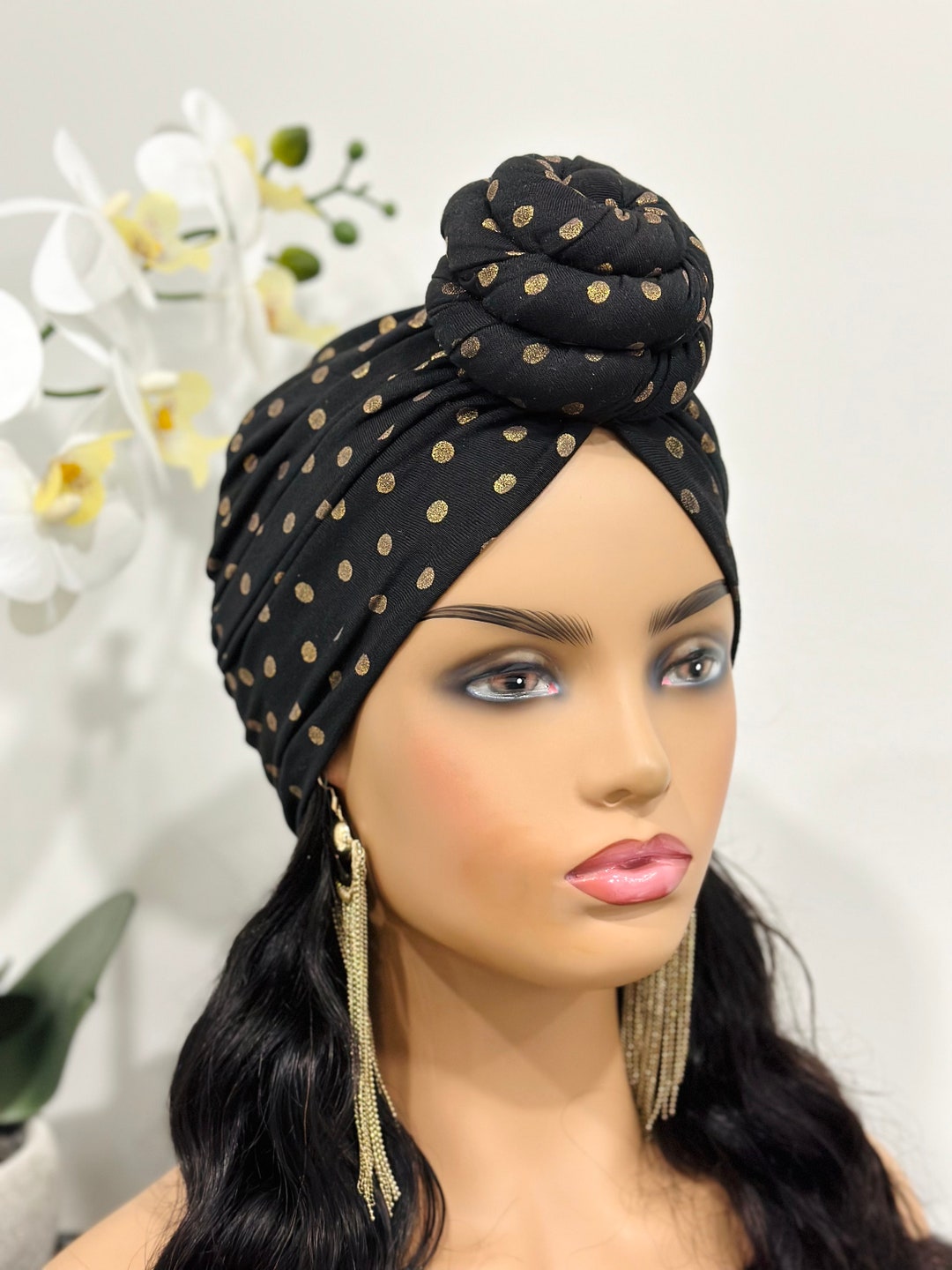 Pre-tied Turban Handmade Pretied Headwrap Stay in Place Scarf Black ...