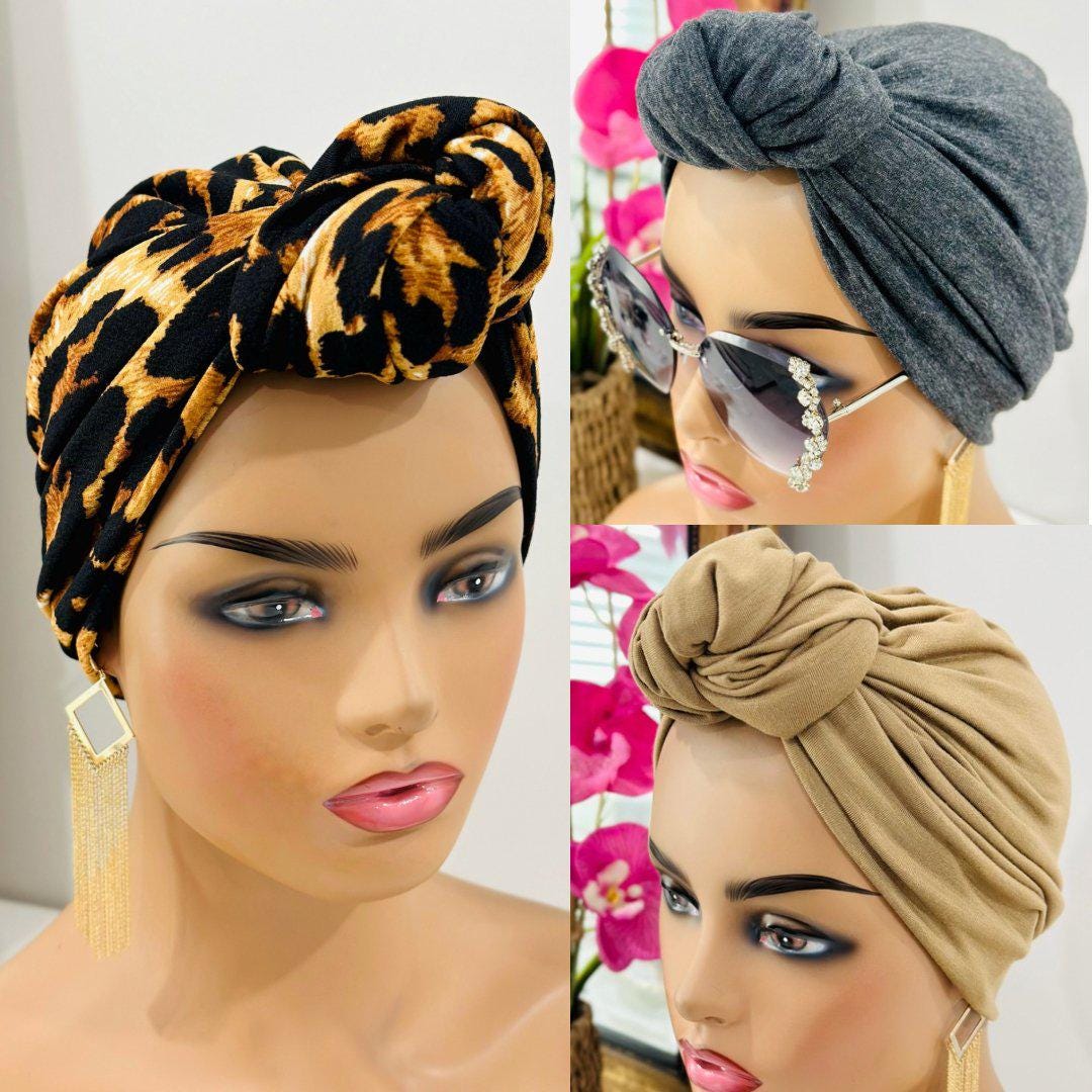 SATIN LINED Pretied Knotted Turban | Head Wraps for Women | Hair Cover ...