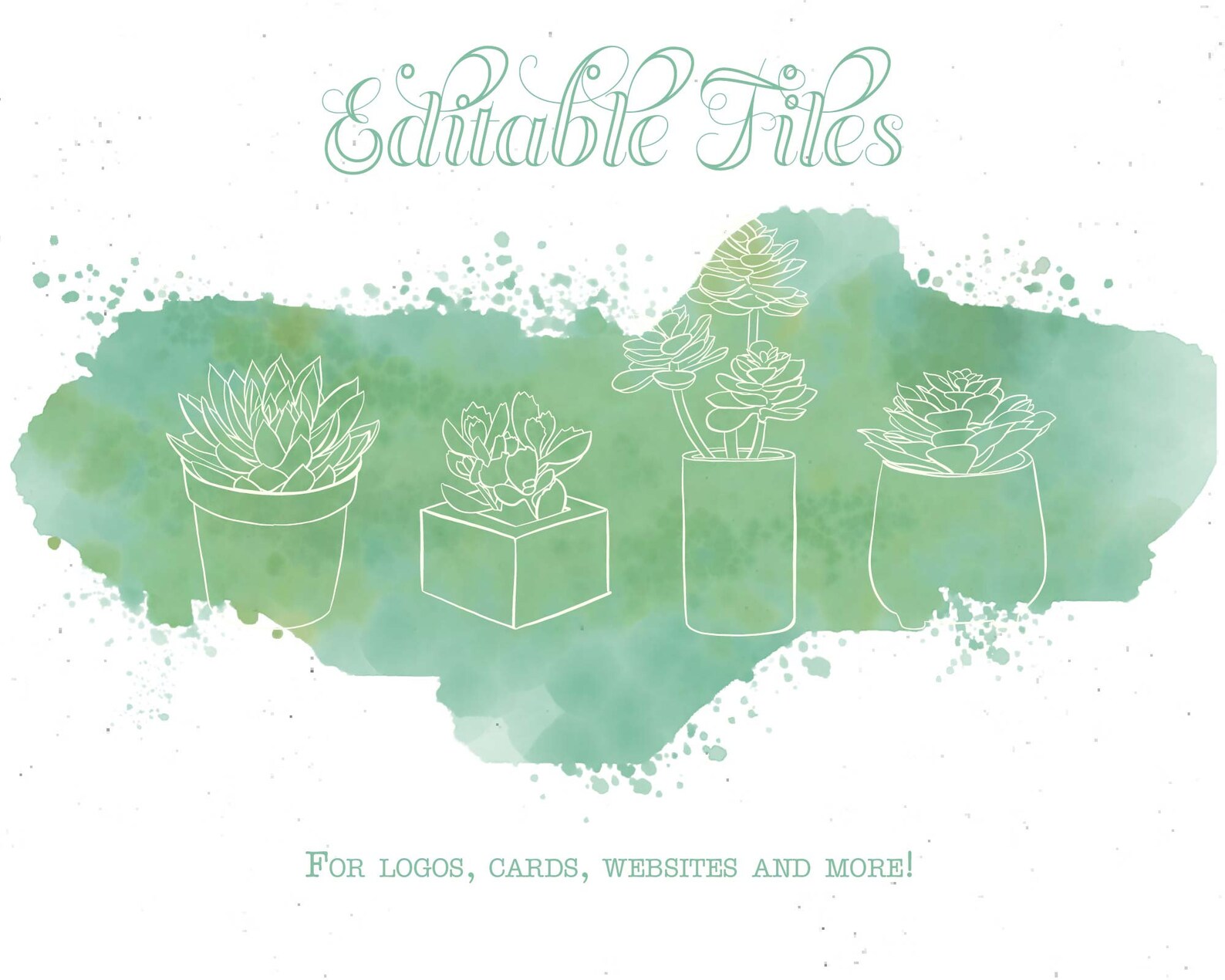 Potted Succulent Icons // Vector Illustrations // Logo Design // Plant ...