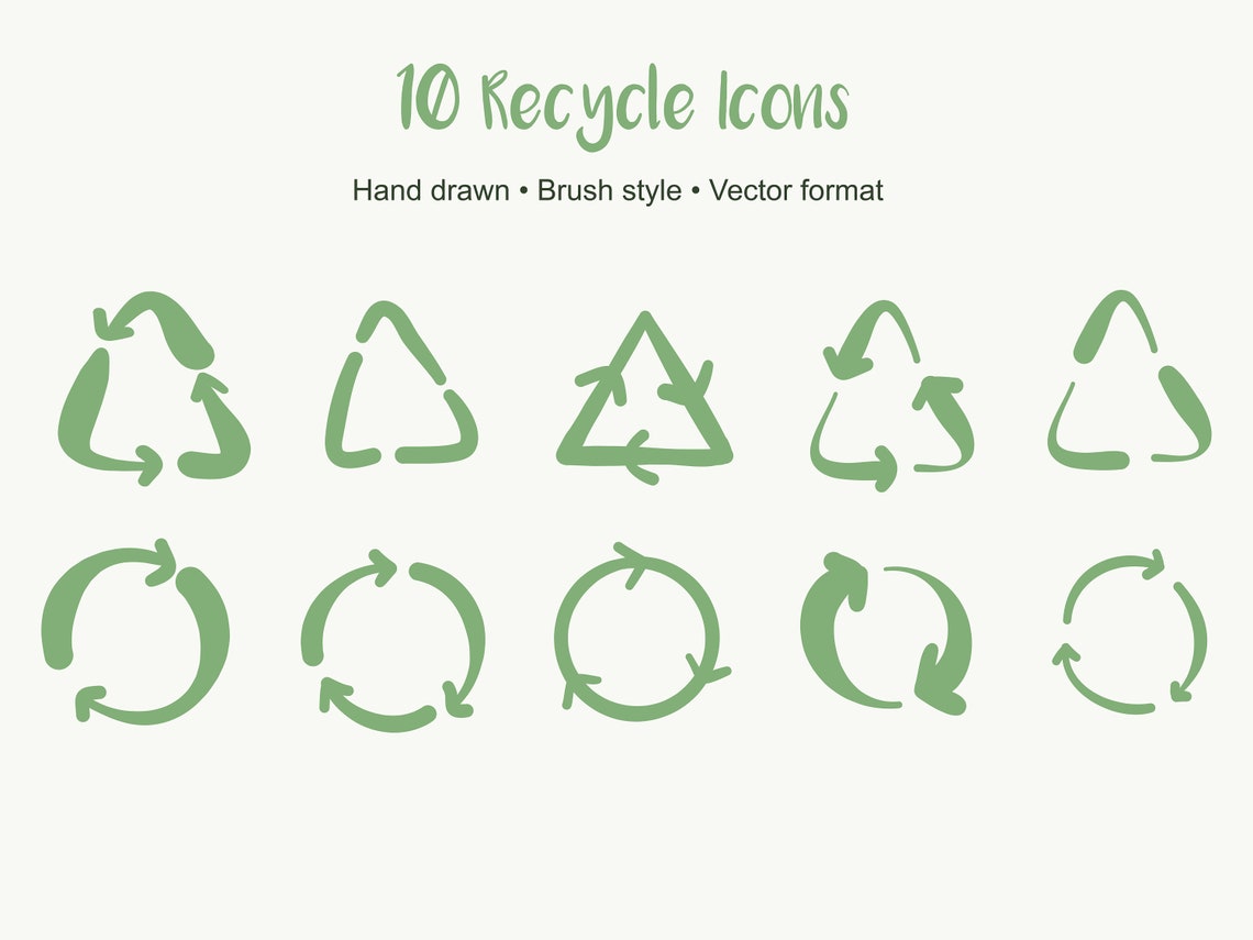 Recycle Icon Pack // Sustainable Design // Recycling Symbols // Digital ...