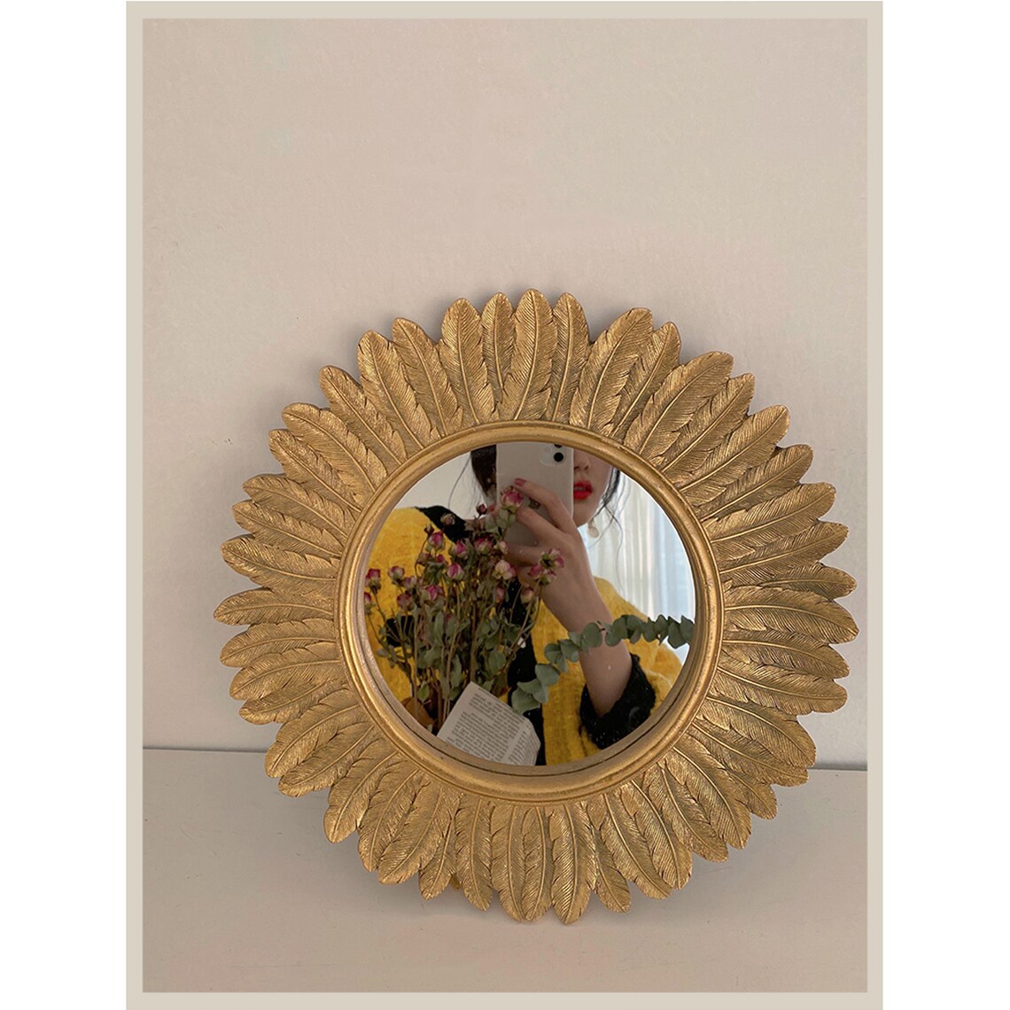 Flower Shape Makeup Mirror Golden Wall Mirror Desktop | Etsy
