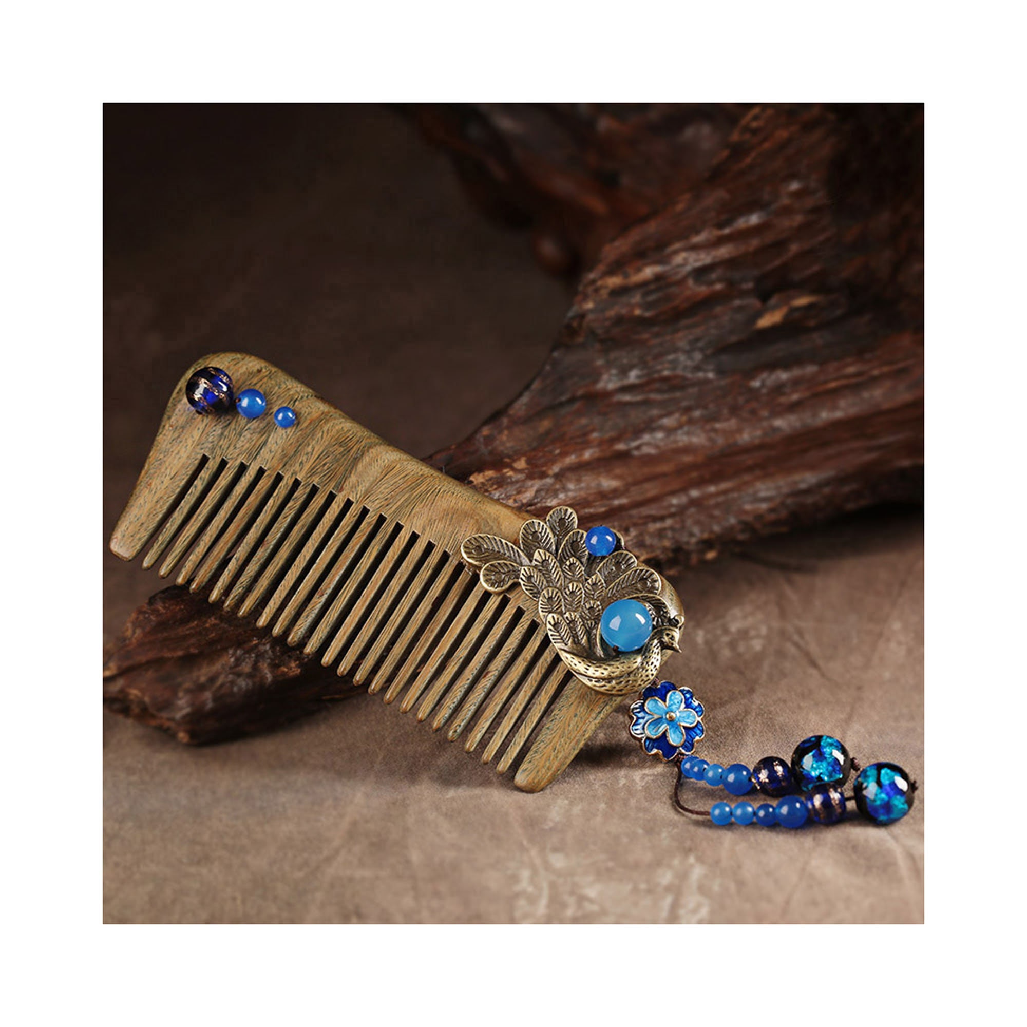 Peacock Wood Hair Comb Custom Engraved Combs Handmade Comb | Etsy