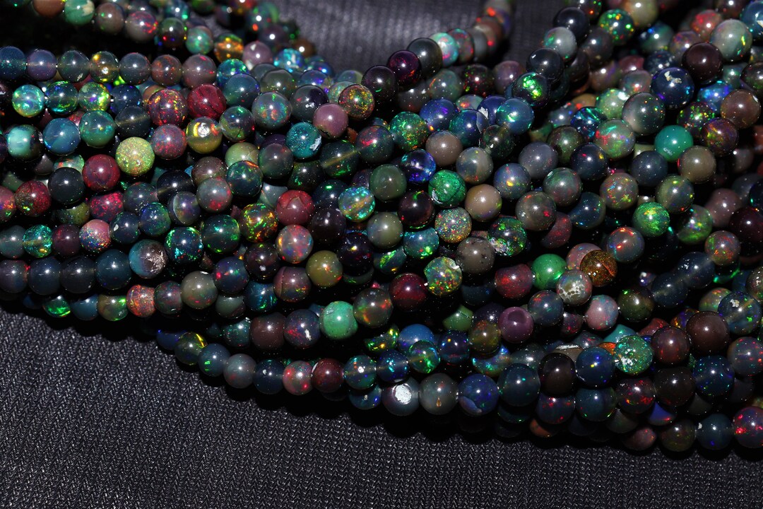 Ethiopian Black Opal Beads, Black Ethiopian Opal Smooth Round Beads ...