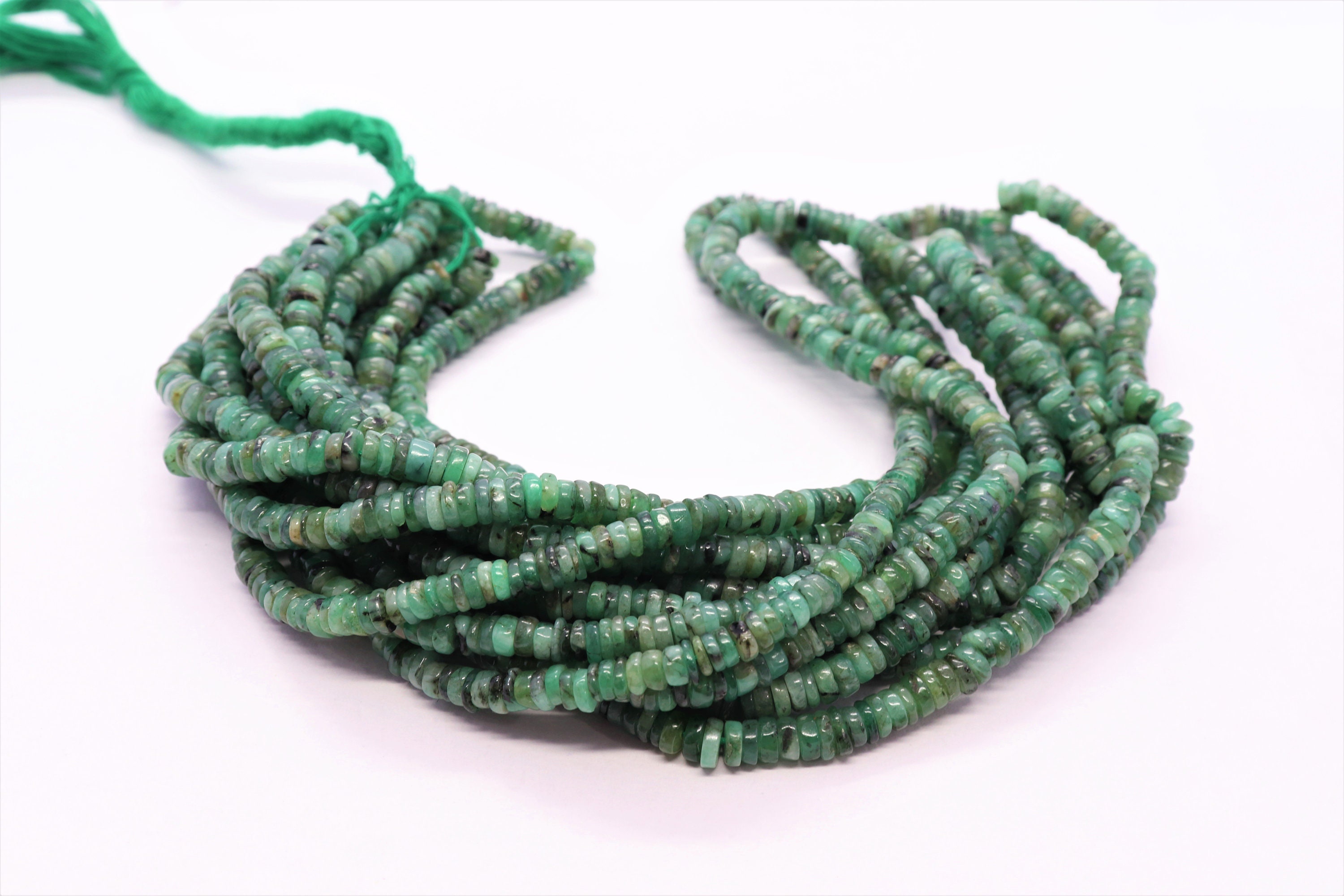 Emerald heishi tyre shape beads 4 mm Emerald washer beads | Etsy