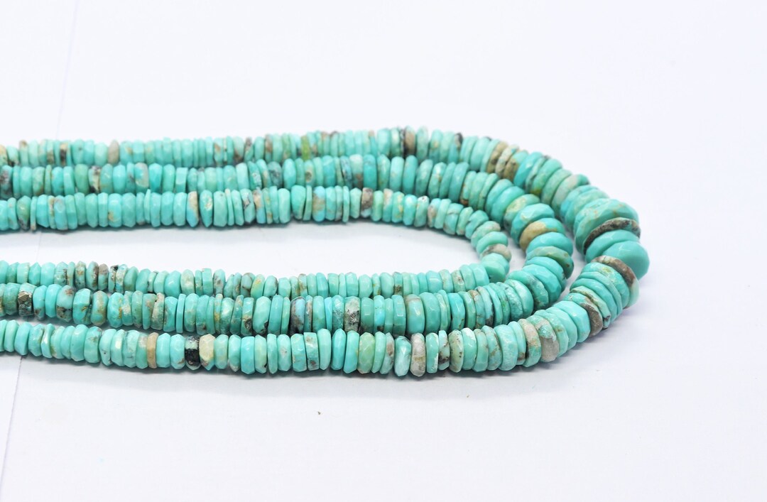 AAA Natural Arizona Turquoise Faceted Washer Beads Sleeping Turquooise ...