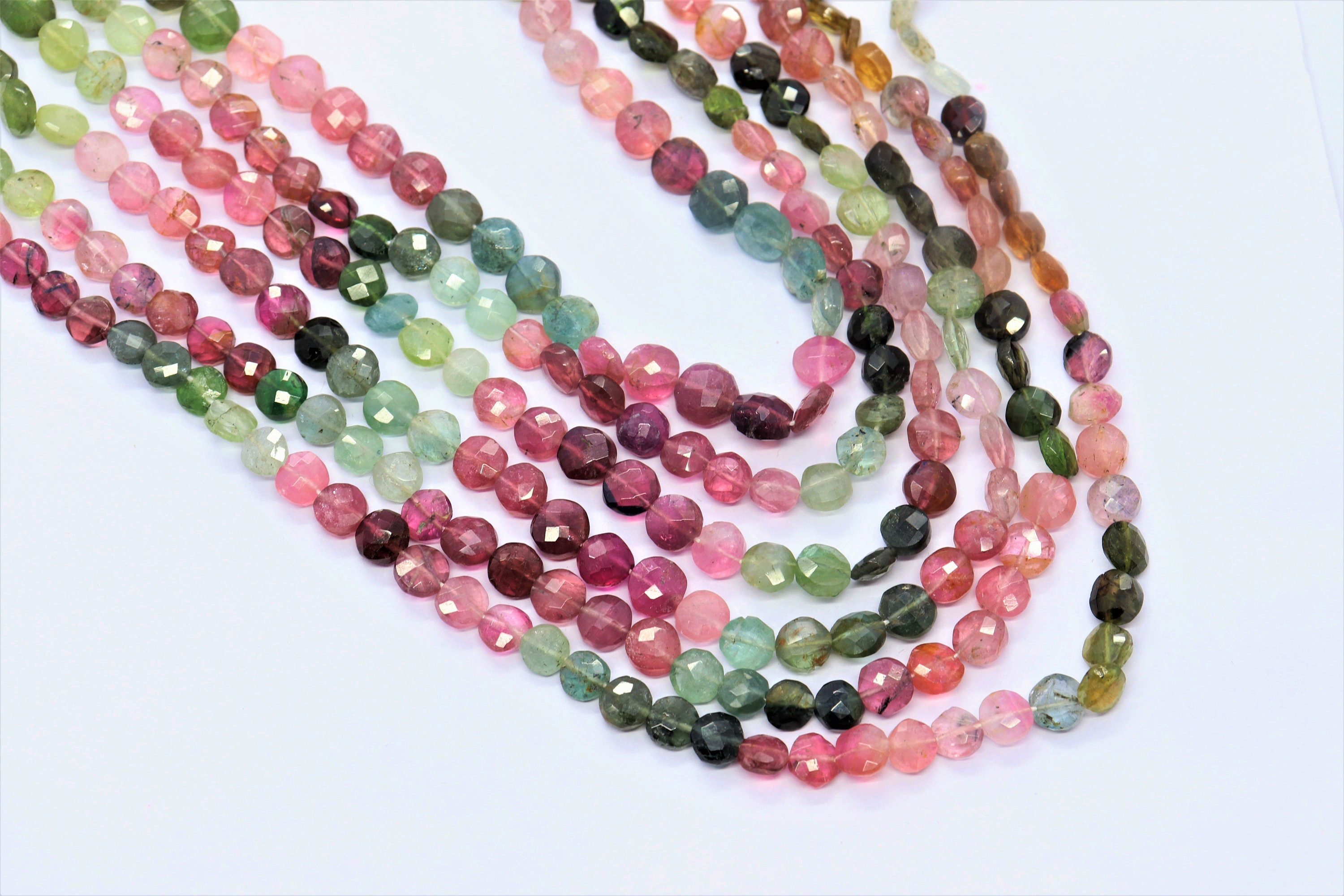 Multi Tourmaline faceted coin shape beads Natural Tourmaline | Etsy