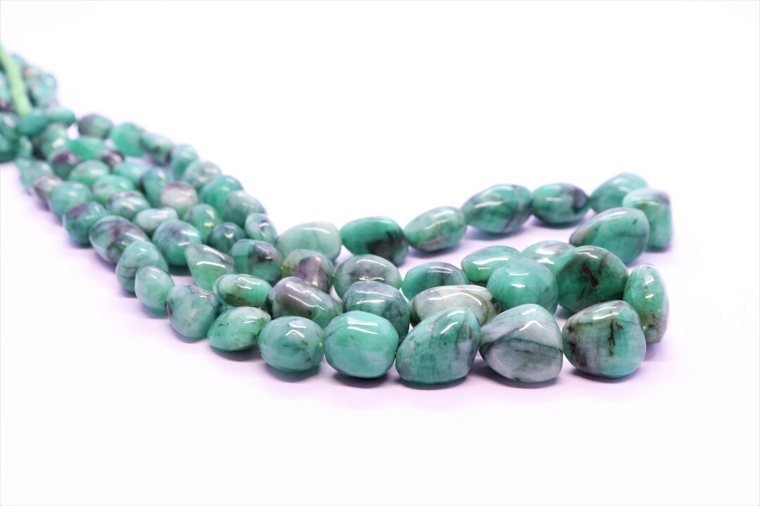 AAA Natural Emerald Plain Nuggets Shape Beads 8x14 Mm Emerald Smooth ...