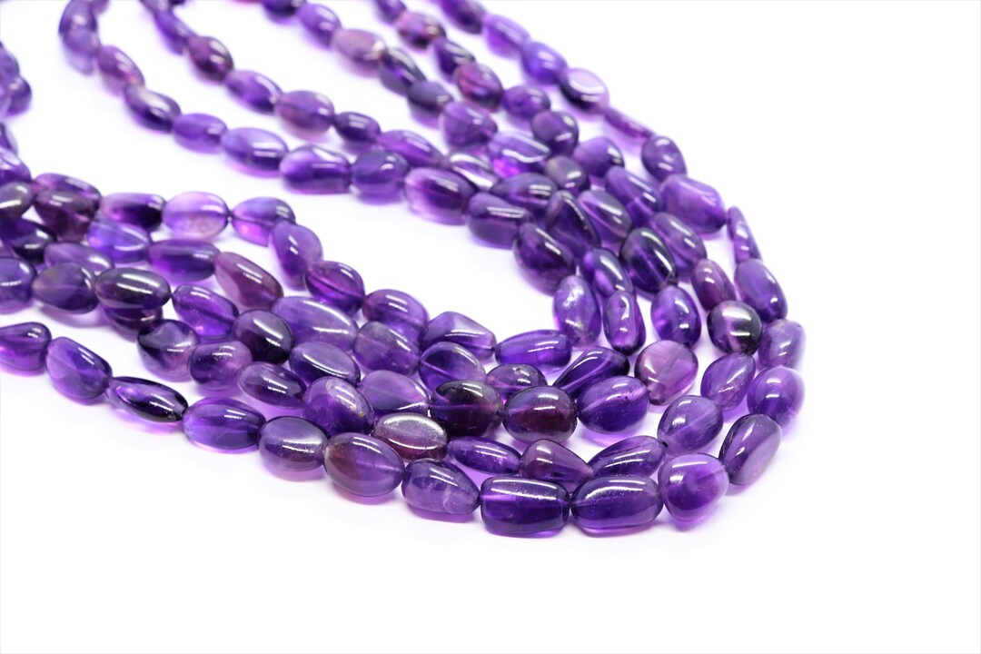 5 Strand African Amethyst Smooth Nuggets Shape Beads Natural Amethyst ...