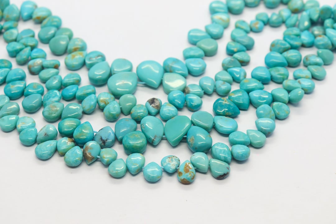 Arizona Turquoise Smooth Pear Shape Beads 100% Natural Arizona ...