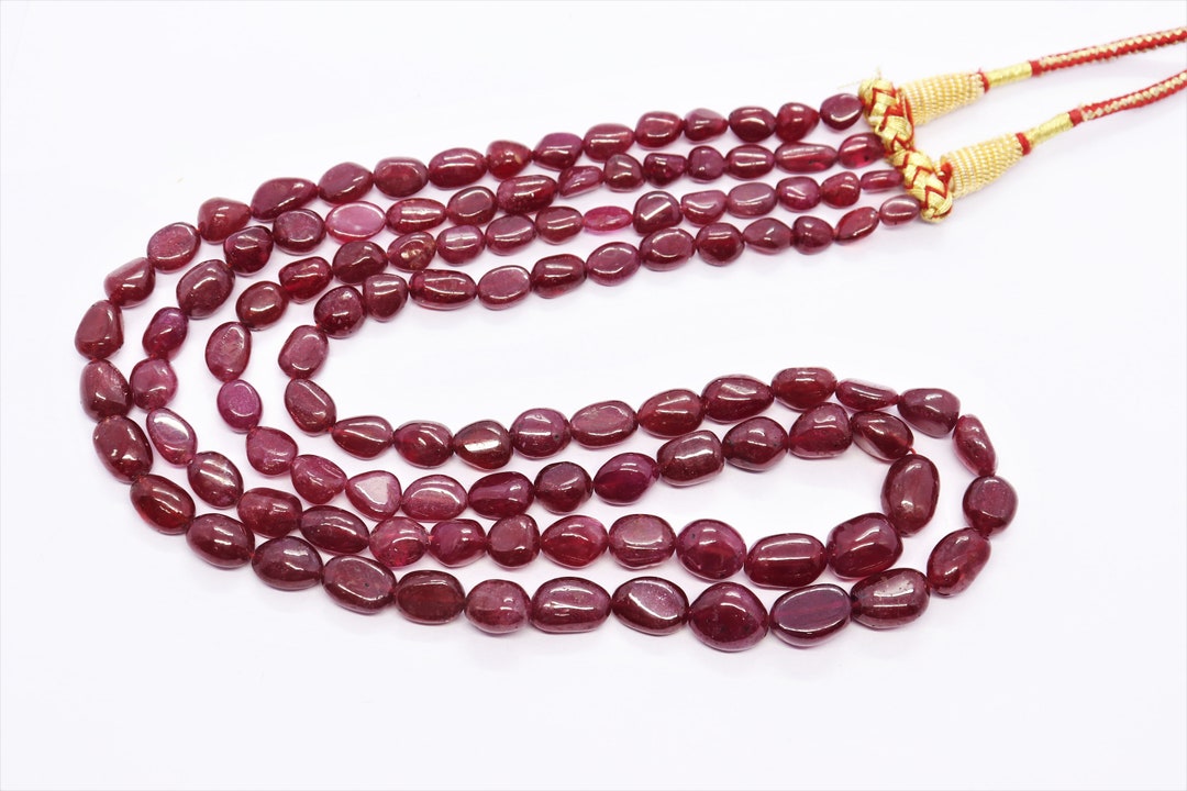 100% natürliche Rubin Perlen Halskette Ungleiche Form Rubin - Etsy.de