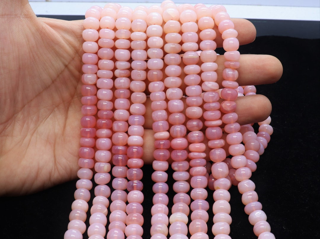 AAA Pink Opal Shaded Smooth Rondelle Beads, Pink Opal Rondelle Beads ...