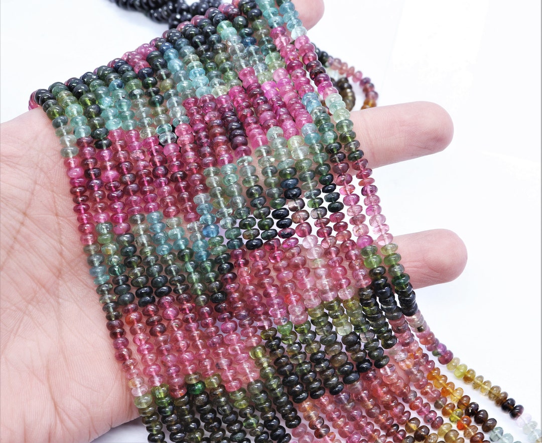 AAA Quality Multi Tourmaline Smooth Rondelle Beads 4-4.5 Mm Multi ...
