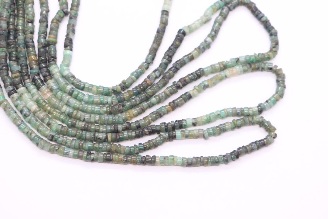 Emerald Heishi Tyre Shape Beads, 4 Mm Emerald Washer Beads, 16inch ...