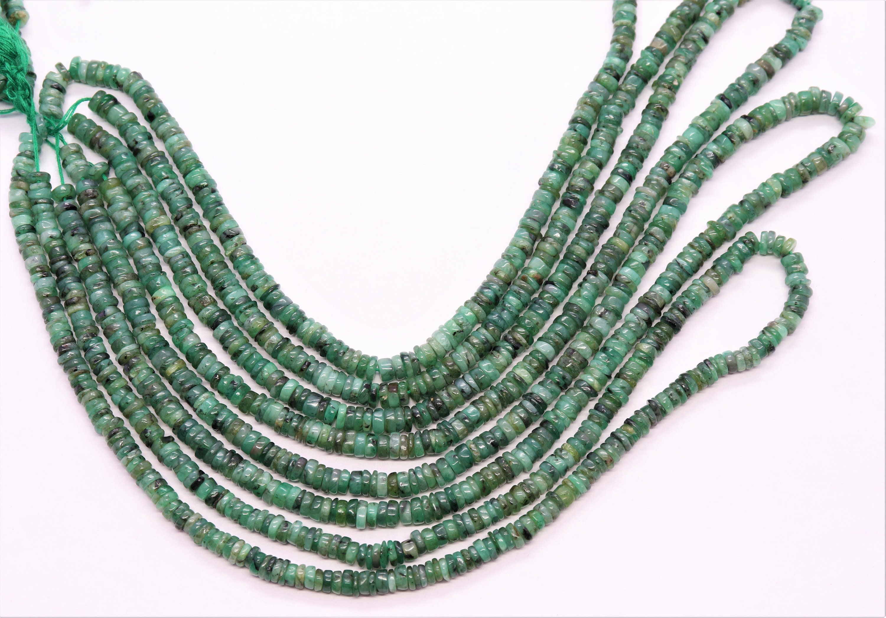Emerald heishi tyre shape beads 4 mm Emerald washer beads | Etsy