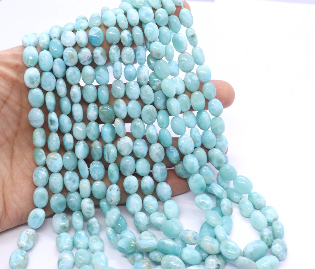 AAA+ Larimar Plain Oval Shape Beads, Blue Larimar Beads, Natural ...