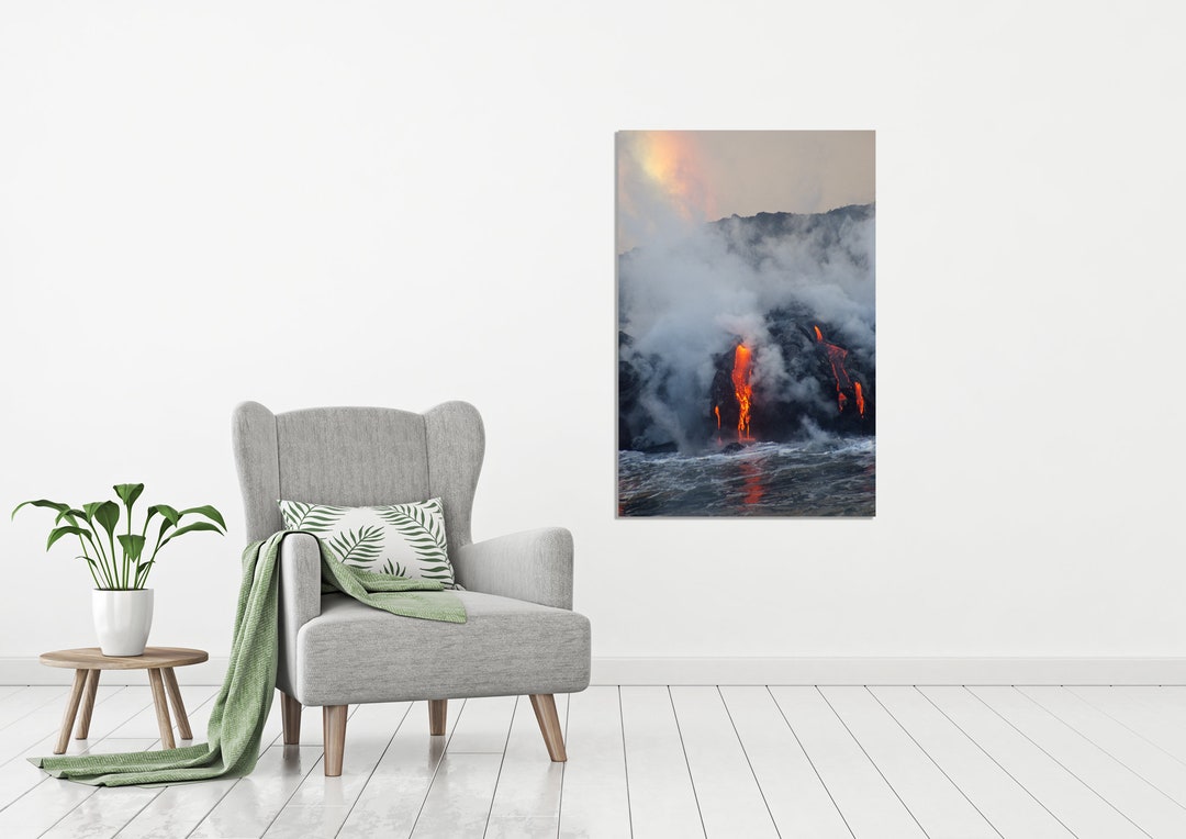 Kilauea Lava Flow Ocean Entry Art Print, Hawaii Volcanoes National Park ...