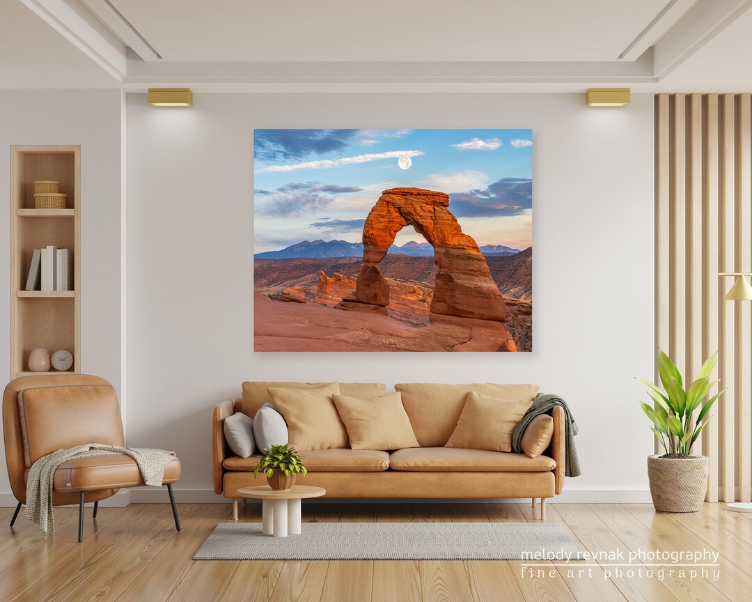 Arches National Park Wall Art – Delicate Arch With Moon, Large Utah ...