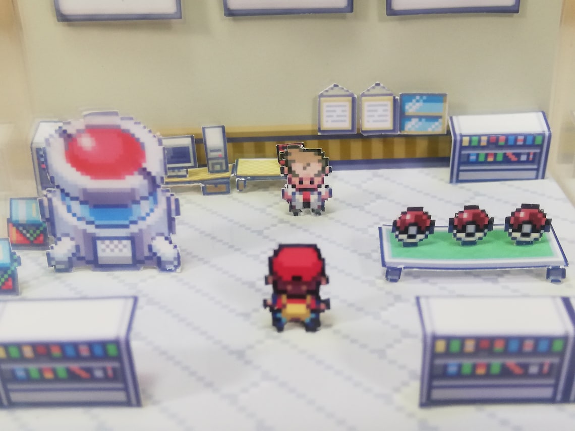 Pokemon Professor Oak Lab DIY Cube Diorama Template - Etsy