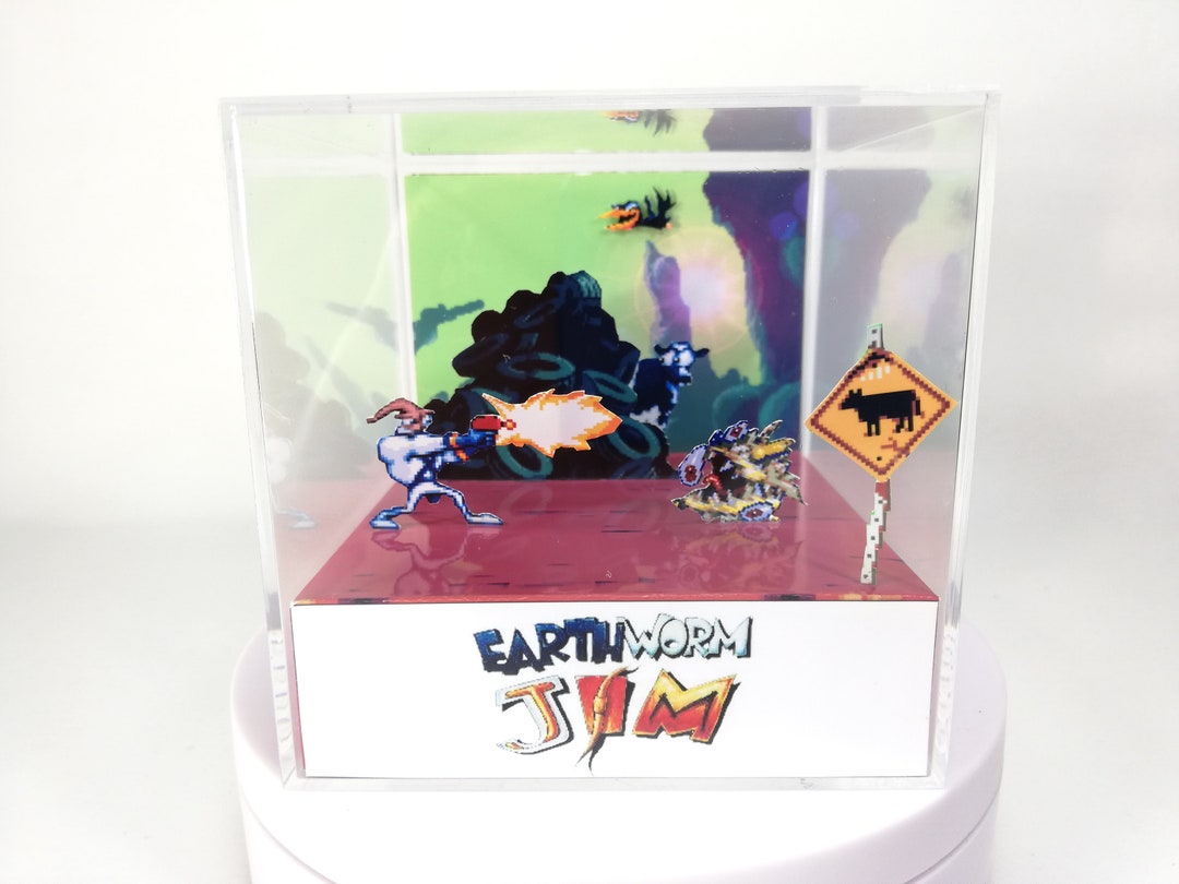 Earthworm Jim - DIY Cube Diorama PDF Template - SNES Papercraft - Etsy