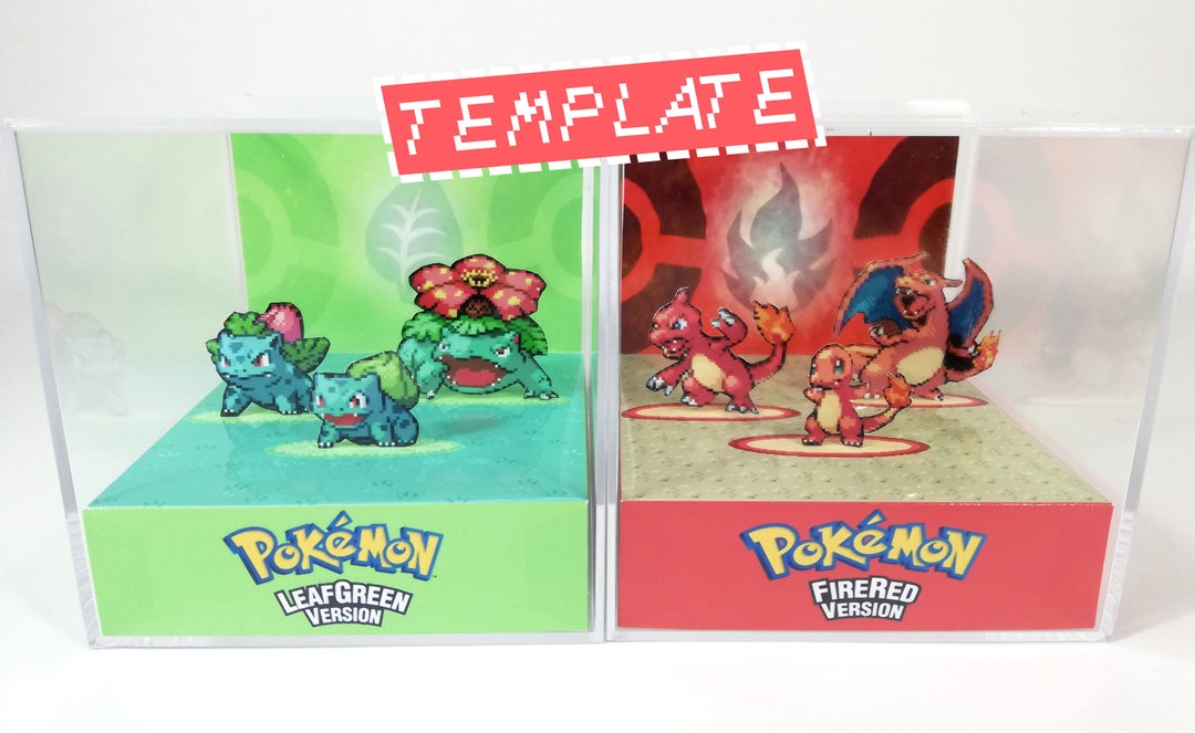 Fire Red and Green Leaf Pokemon DIY Cube Diorama Template - Etsy