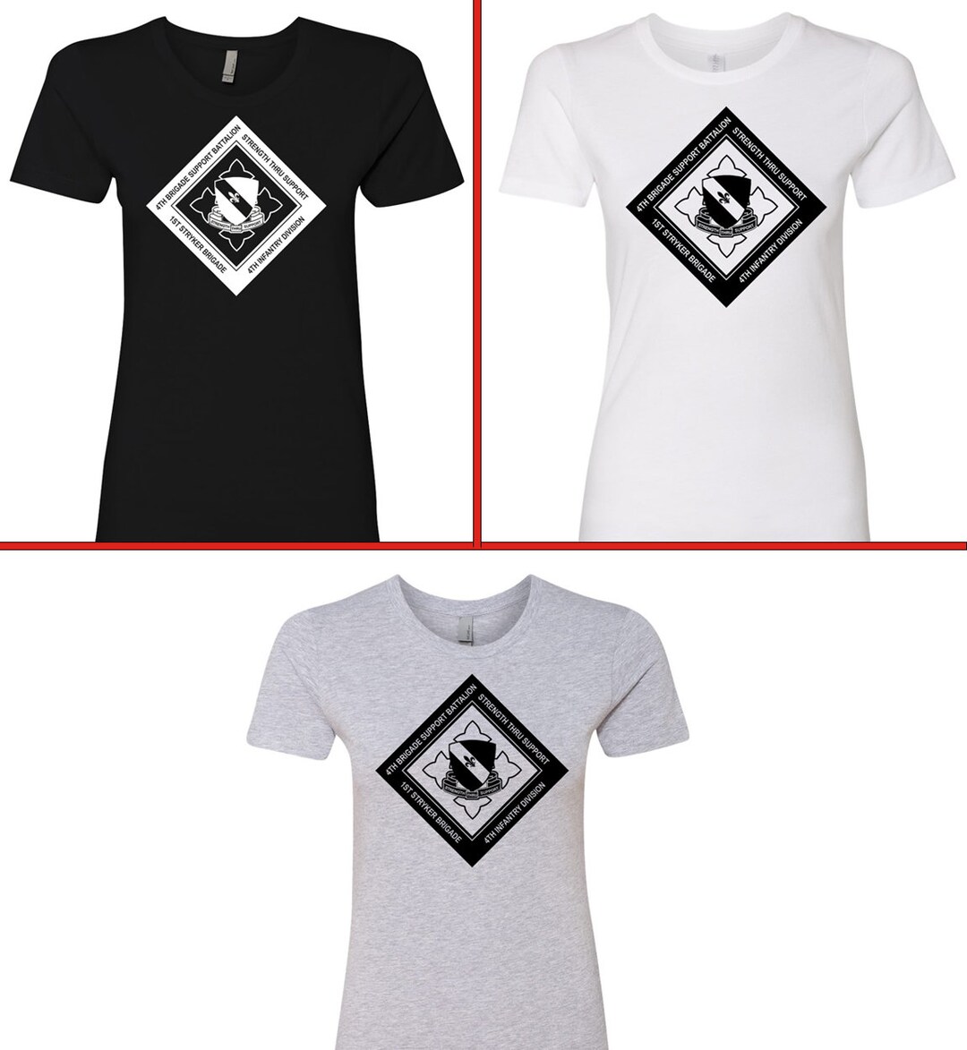 Ladies Cut 4th BSB Crest Shirts in Black & White Design and Multiple ...