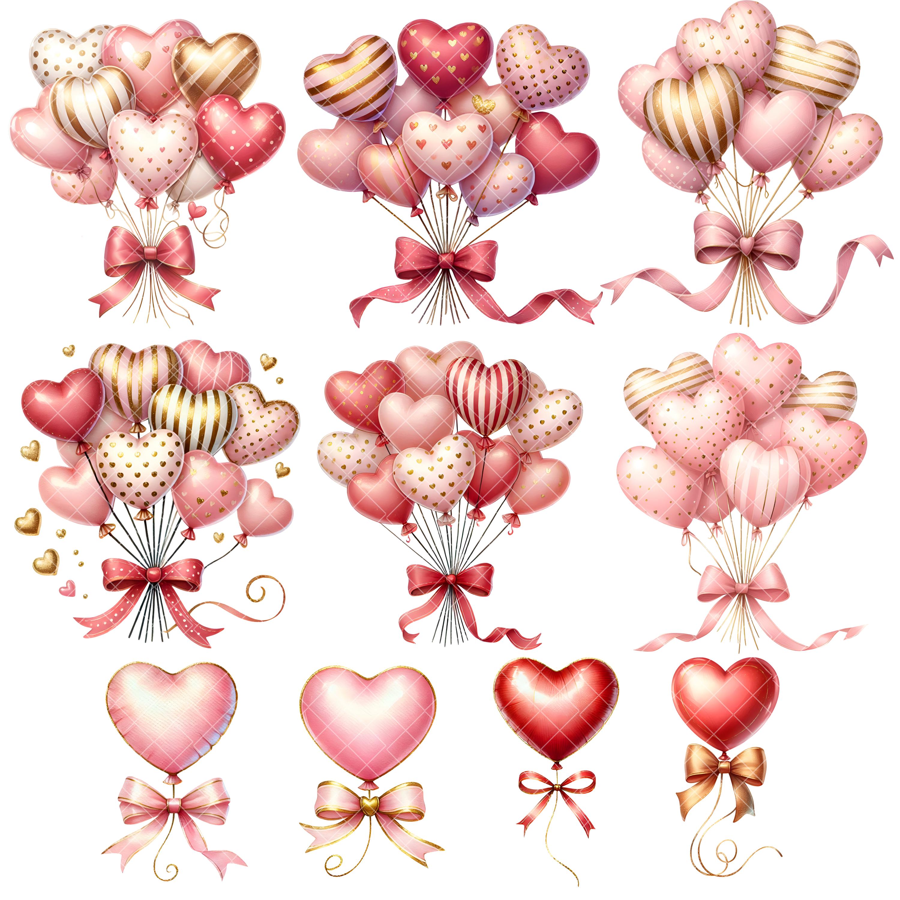 Valentine Balloon Clipart - Watercolor - Heart Balloons Png - Balloon ...